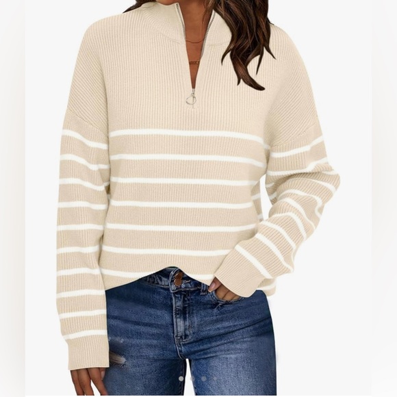 LILLUSORY | Sweaters | Lillusory Womens Quarter Zip Striped Oversized ...